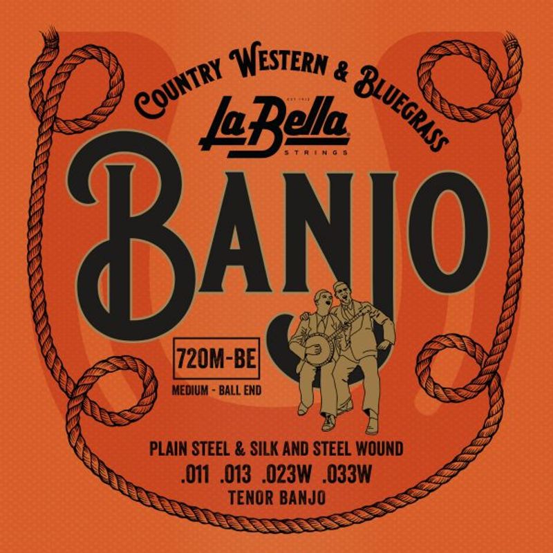 La Bella 720M-BE Tenor Banjo, Silk & Steel, Medium, Ball-Ends fra La ...